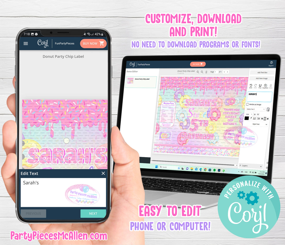 Donut Party Editable Chip Bag Label – Party Pieces McAllen
