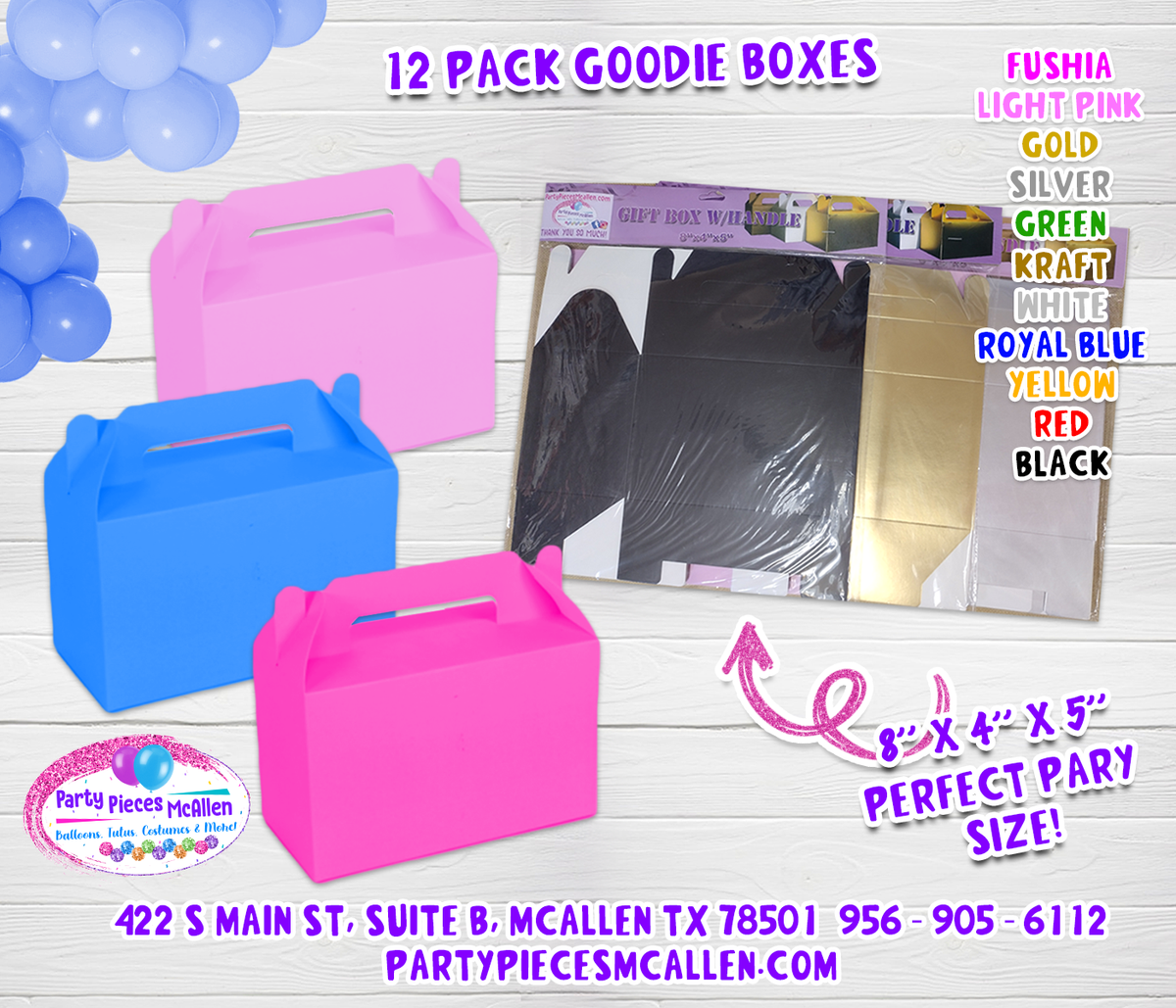 Dozen Goodie Boxes – Party Pieces McAllen