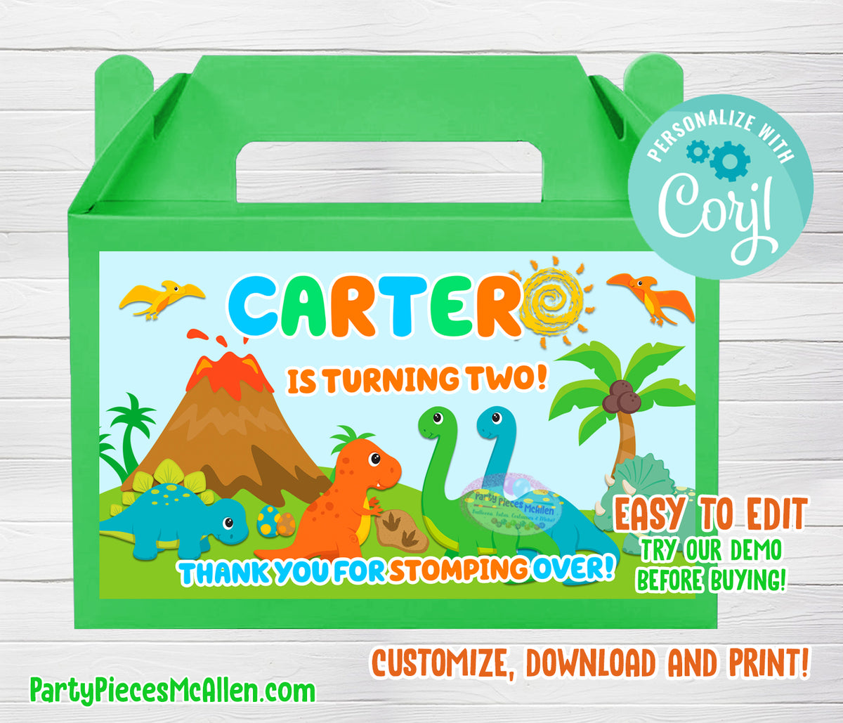 Dinosaur Editable Gable Label – Party Pieces McAllen