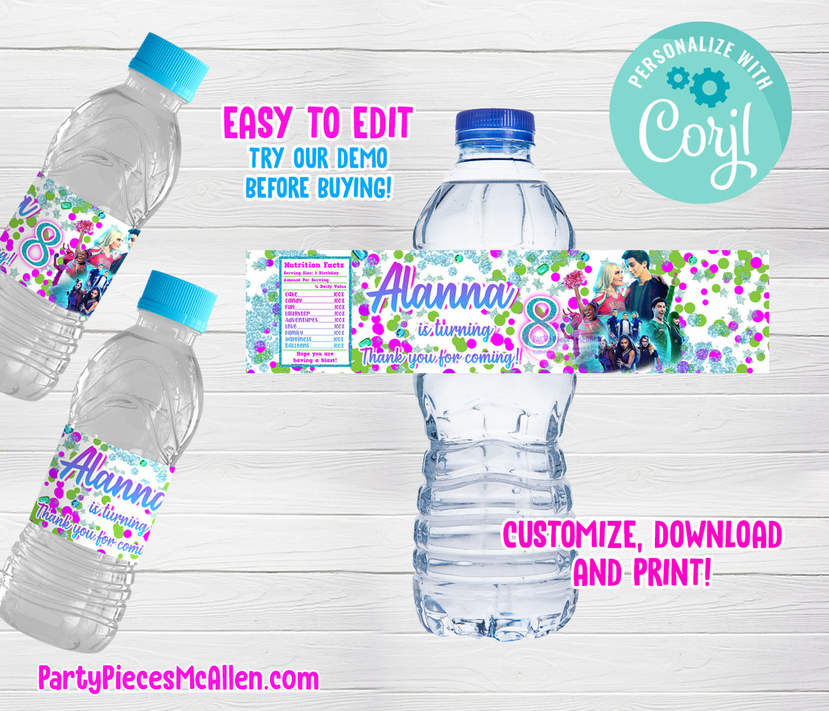 Zombies 3 Party Editable Water Label – Party Pieces McAllen