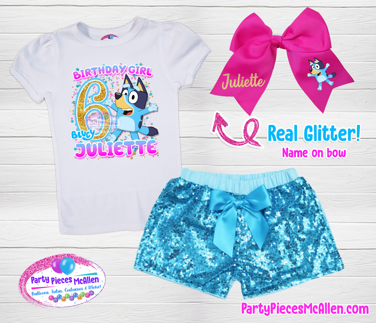Blue Inspired Birthday Sequin Short Outfit – Party Pieces McAllen