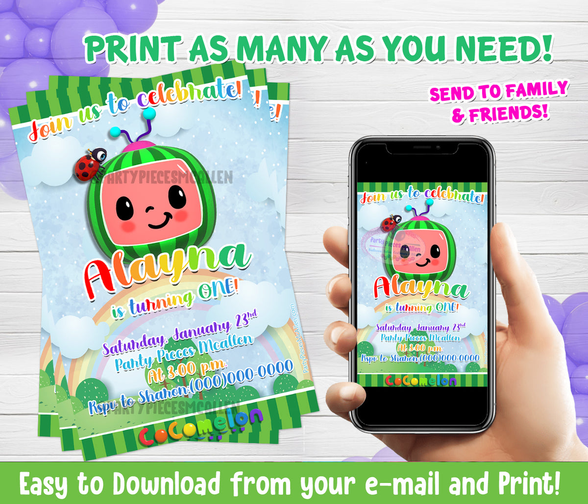 Cocomelon Digital Invitation – Party Pieces McAllen
