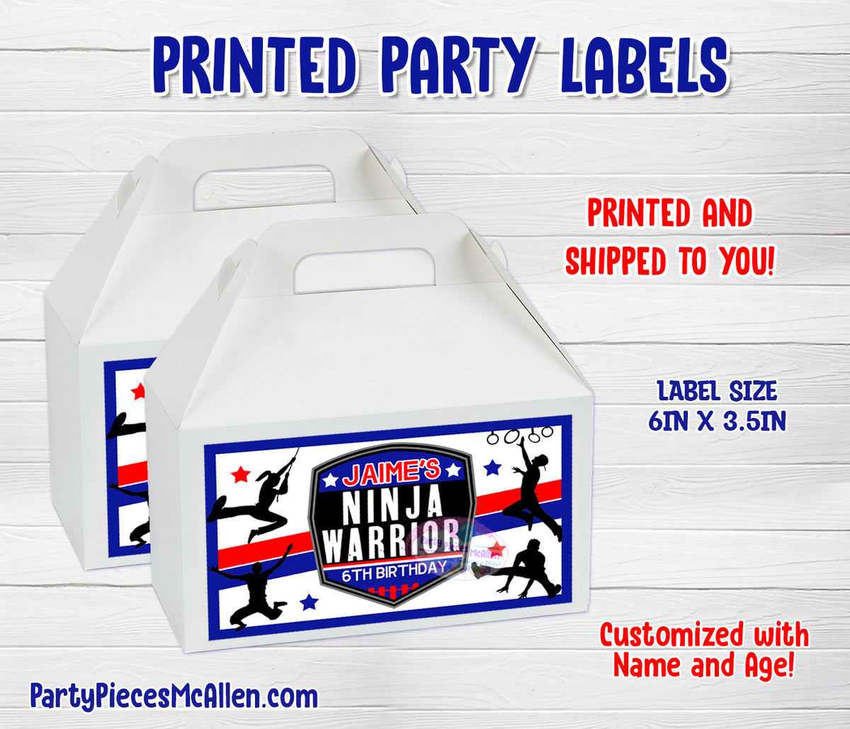 Ninja Warrior Box Labels – Party Pieces McAllen