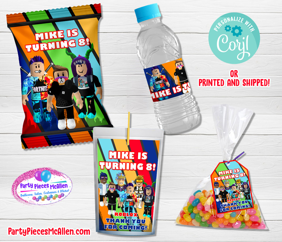 Roblox Boy Editable Party Package – Party Pieces McAllen
